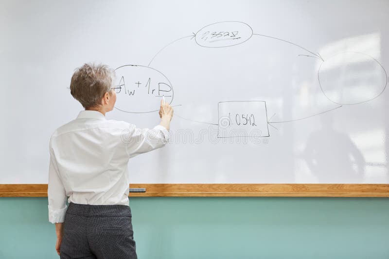 Lecturer Writes a Formula on the Whiteboard Stock Image - Image of ...