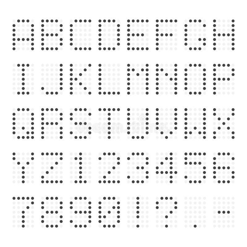 Digital Dotted Font with Letters, Numbers, Mathematical Symbols and ...