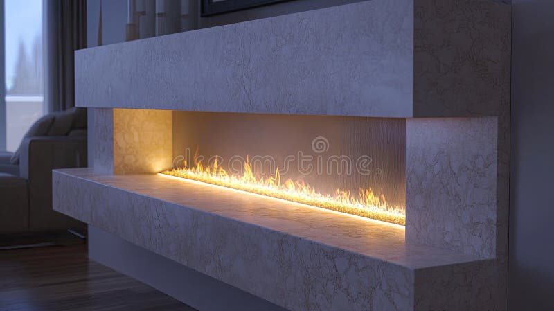 LED Accent Lights Integrated into a Fireplace Mantle, Offering Subtle ...