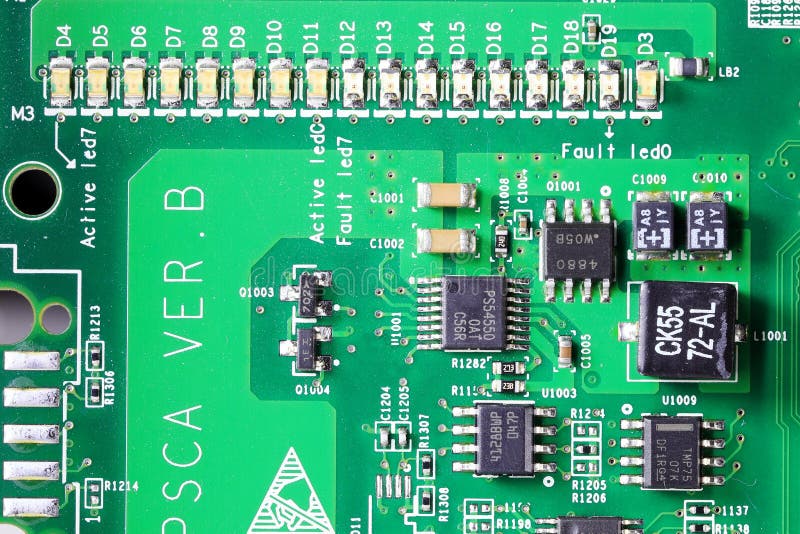 LED Arrays on Old Printed Circuit Board with Many Electrical Components ... LED Arrays on Old Printed Circuit Board with Many Electrical Components ...