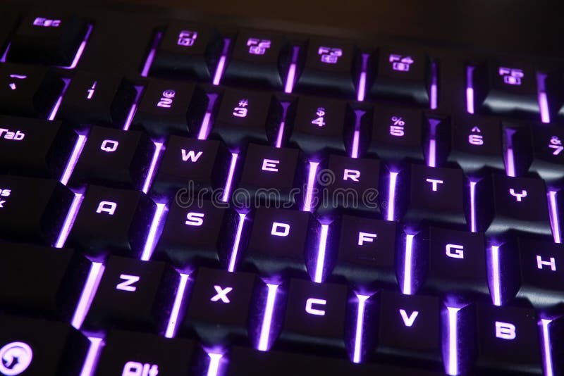 Lit Computer Keyboard Close-up Stock Photo - Image of keys, ergonomic ...