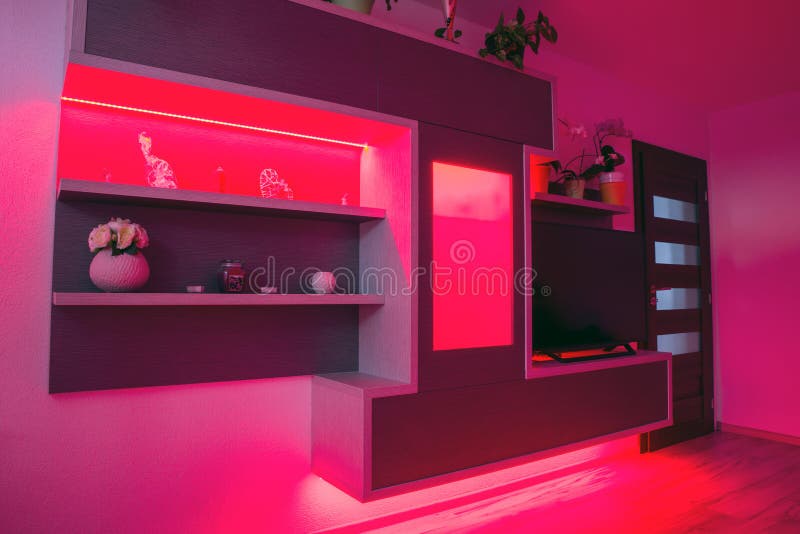 Led backlight in furniture stock image. Image of color - 85542805