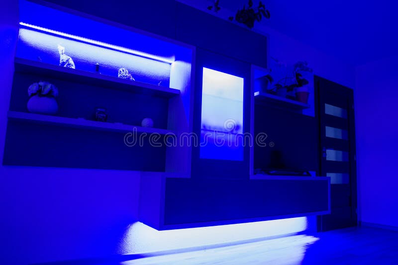 Led backlight in furniture stock image. Image of television - 85542817