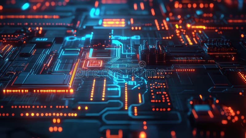 Led Blinking Glowing Circuitry Stock Illustration - Illustration of ...