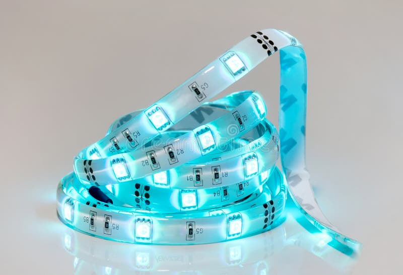 Led Blue Stripe Coil. Diode Lights. Stock Photo - Image of tape ...