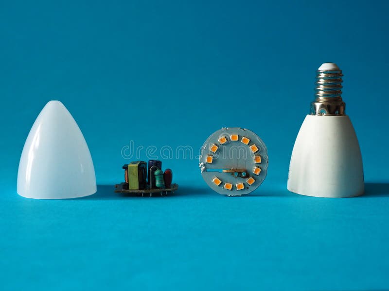 Led Bulb Components. Electronics Component Recycling Stock Image ...