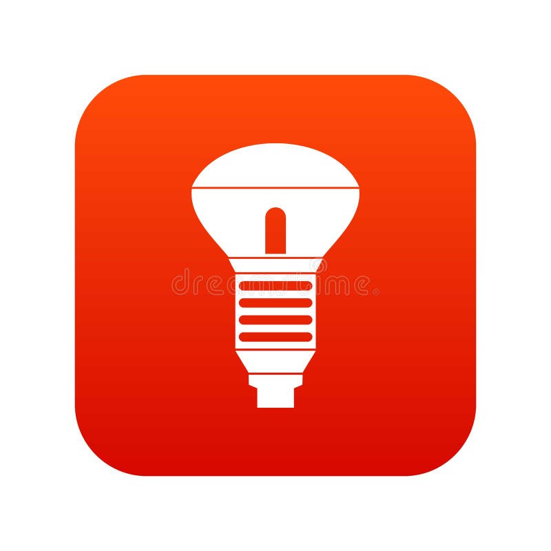 Led bulb icon digital red stock vector. Illustration of equipment ...