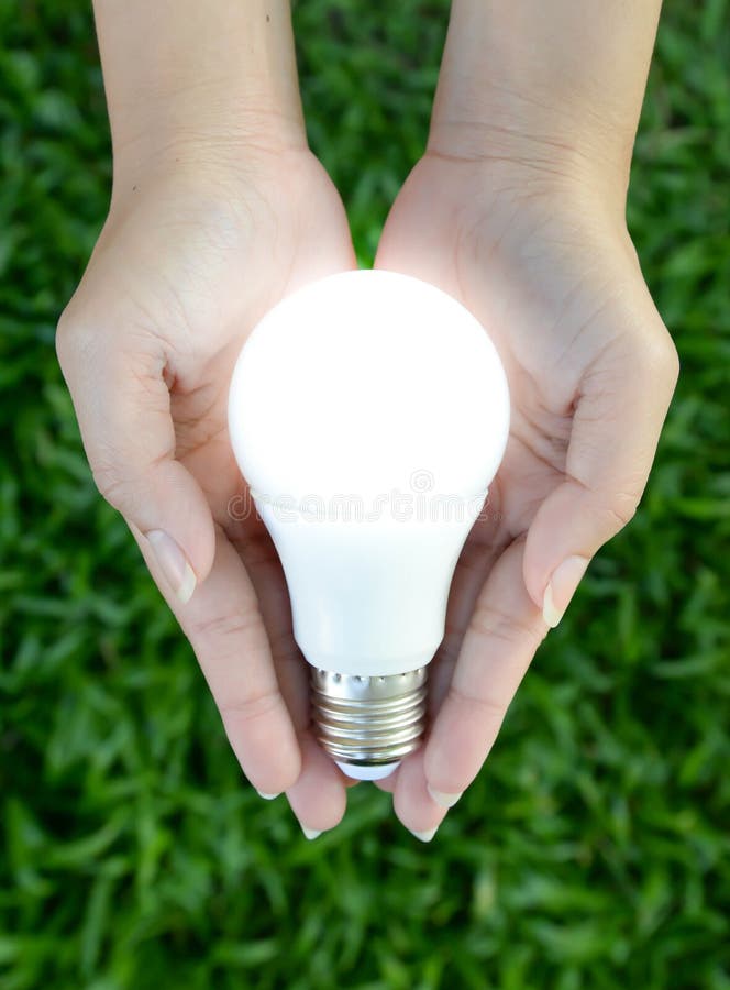 LED bulb stock image. Image of blue, energy, hand, idea - 59133691