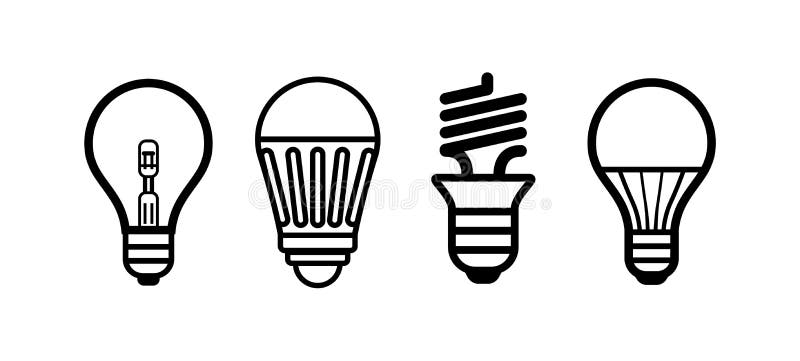 LED Bulb Line Icon. Light Flashlight Led Vector Economic Energy Idea ...