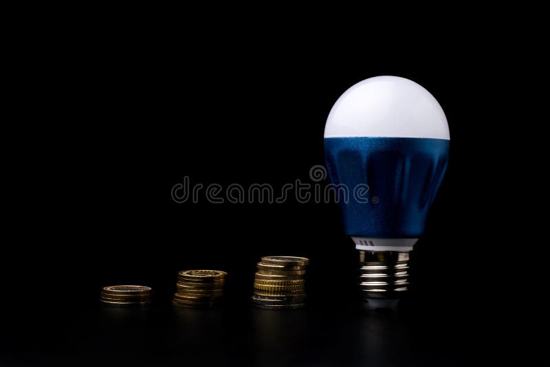 LED Bulb with money stock image. Image of equipment, conservation ...