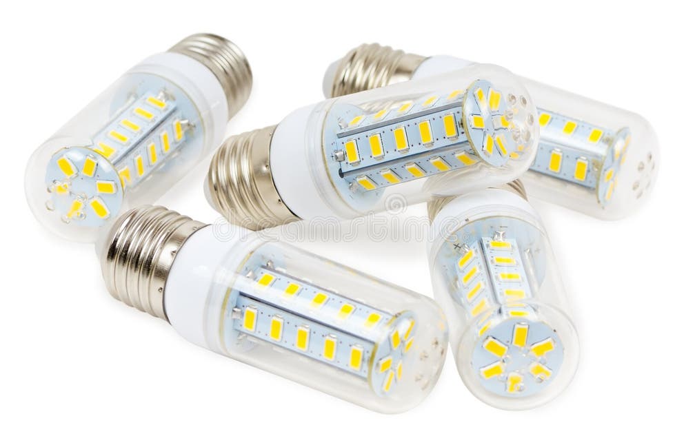 LED Bulbs on a White Background Stock Photo - Image of pieces, objects ...