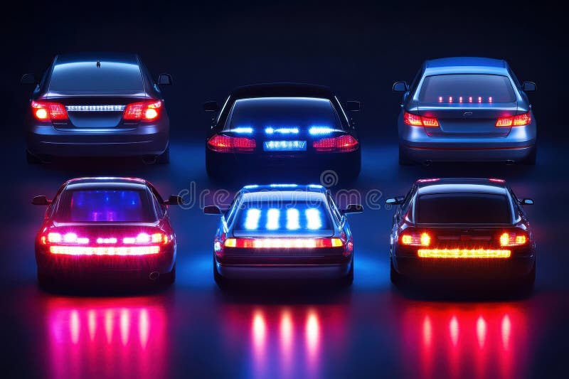 LED Car Headlights and Tail Lights are Beautifully Arranged in a ...