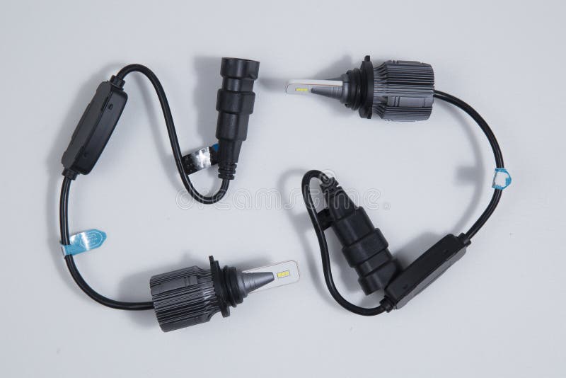 Led Car Lights on a White Background. Mounting Base HB4 Stock Image ...