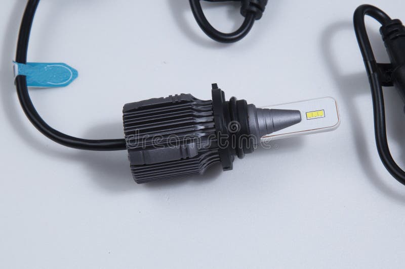 Led Car Lights on a White Background. Mounting Base HB4 Stock Image ...