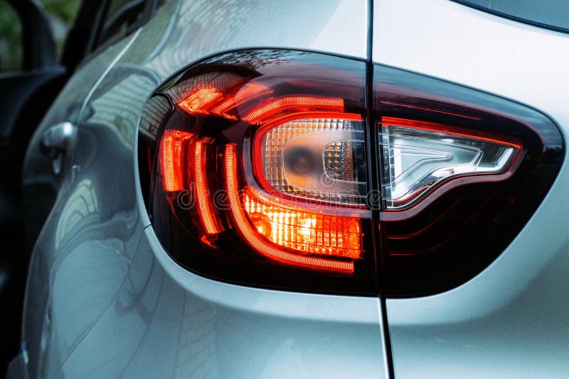 Led Car Rear Light with 3D Effect. Car Rear Light Close-up Stock Photo ...