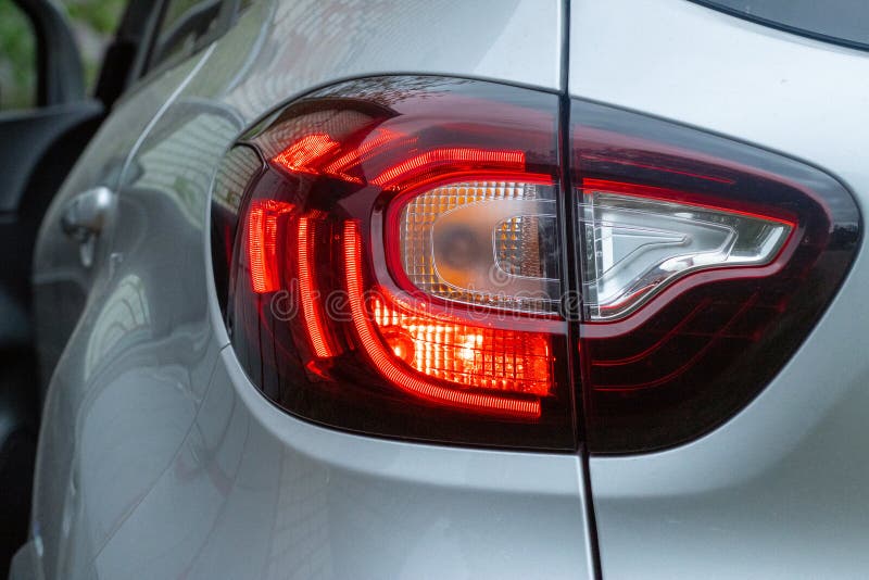 Led Car Rear Light with 3D Effect. Car Rear Light Close-up Stock Photo ...