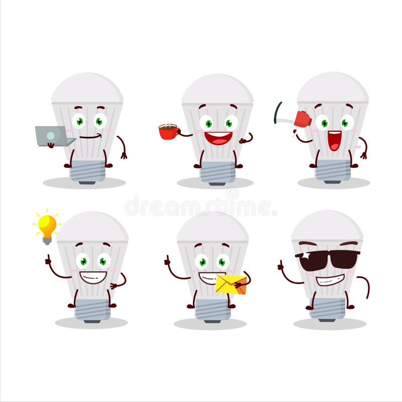 Led Cartoon Character with Various Types of Business Emoticons Stock ...