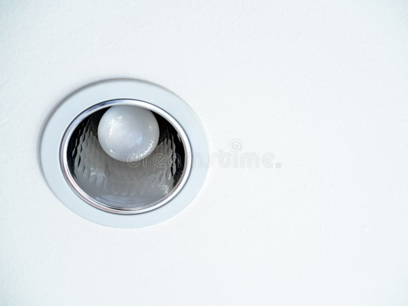 LED Ceiling Light. Downlight with Light Bulb on White Ceiling ...