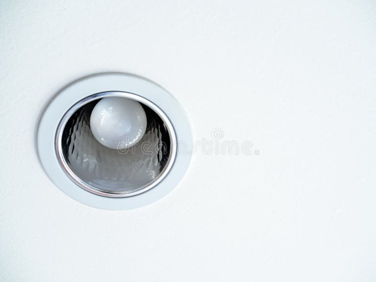 LED Ceiling Light. Downlight with Light Bulb on White Ceiling ...