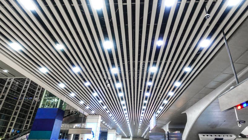 Led Ceiling Light in Modern Commercial Building Stock Photo - Image of ...
