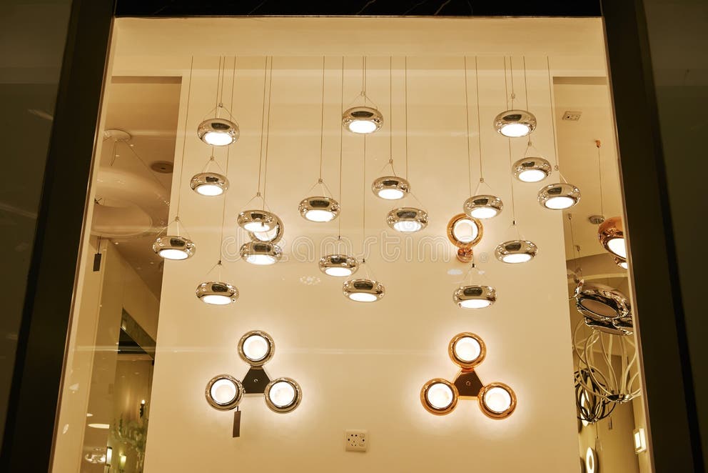 Led Home Ceiling Lighting Shop Window Stock Image - Image of commercial ...