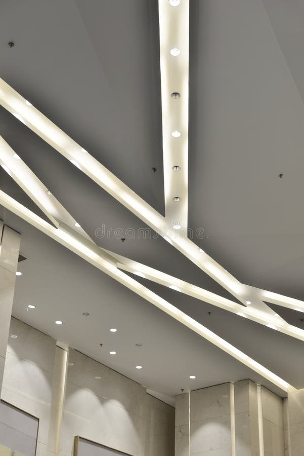 Led Ceiling of Modern Plaza Hall Stock Image - Image of design ...