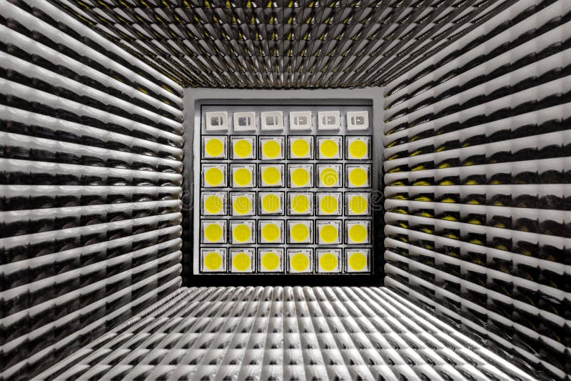 Led Chip with Yellow Diodes and Silver Reflector of Work Led Lamp Stock ...