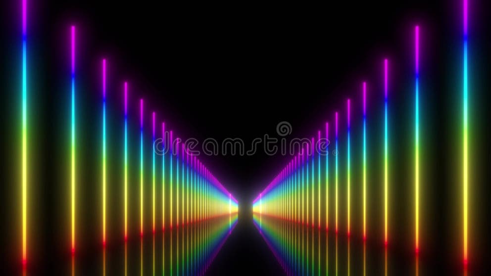 Led Corridor Neon Lines Blink Run 3d Stock Illustration - Illustration ...