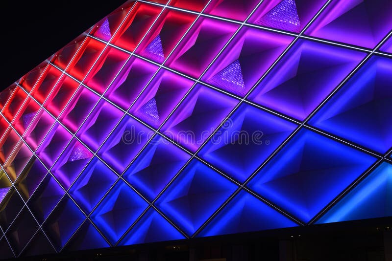 Led Curtain Wall,night Lighting of Modern Commercial Building Stock ...