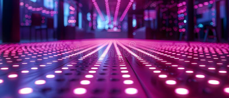 LED Dance Floor at a Pink Disco Nightclub with Glowing Light Grid ...
