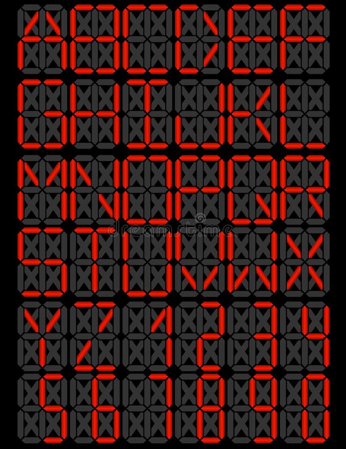 LED Digital Display Font Set Stock Vector - Illustration of light ...