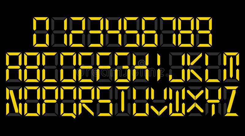 Led Digital Font Text in Yellow. Digital Scoreboard Stock Vector ...