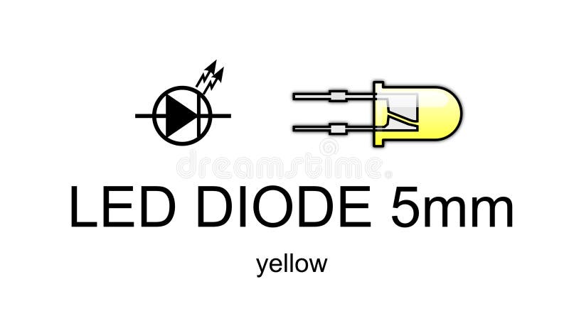 Led Diode Icon and Symbol, Yellow Stock Illustration - Illustration of ...
