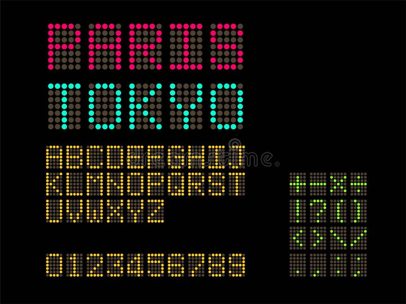 LED Display Alphabhet a To Z and Number, Flat Design Stock Vector ...