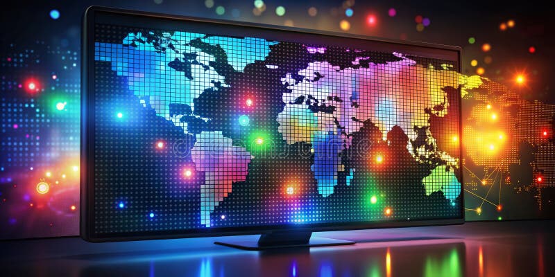 LED Display Screen World Map Digital Technology, World Map, Global ...