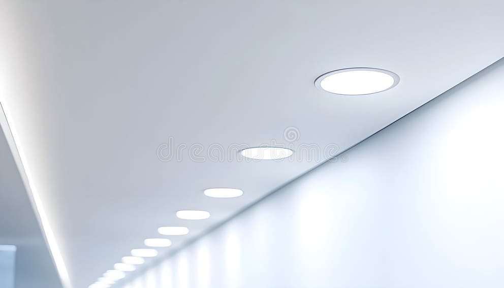 LED Downlight Fixture Embedded in White Ceiling Background for Clean ...
