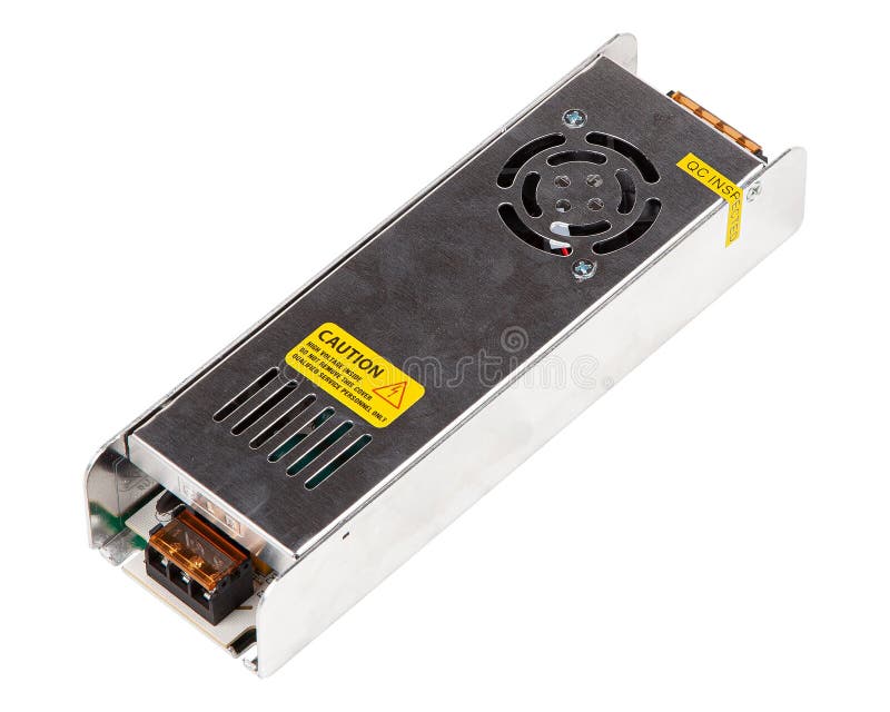 LED Driver Power Supply in Metal Housing Isolated on White Stock Image ...