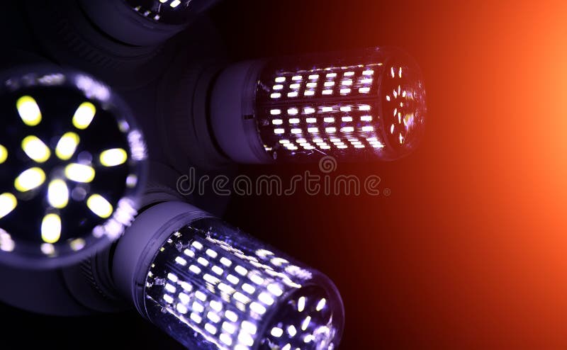 LED Elements in the Lamp. Lamps with Diodes. Many Bright Lights from ...