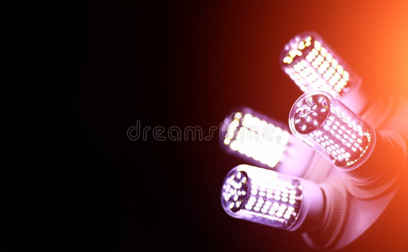 LED Elements in the Lamp. Lamps with Diodes. Many Bright Lights from ...