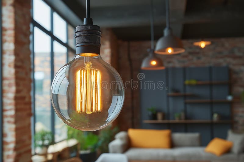 LED Filament Lamp in Loft Interior Setting Stock Illustration ...