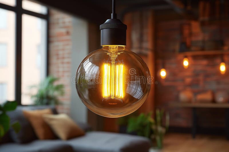 LED Filament Lamp in Loft Interior Setting Stock Illustration ...