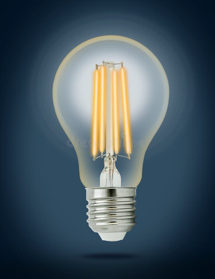 LED Filament Light Bulb (E27) Stock Photo - Image of lightbulb, round ...