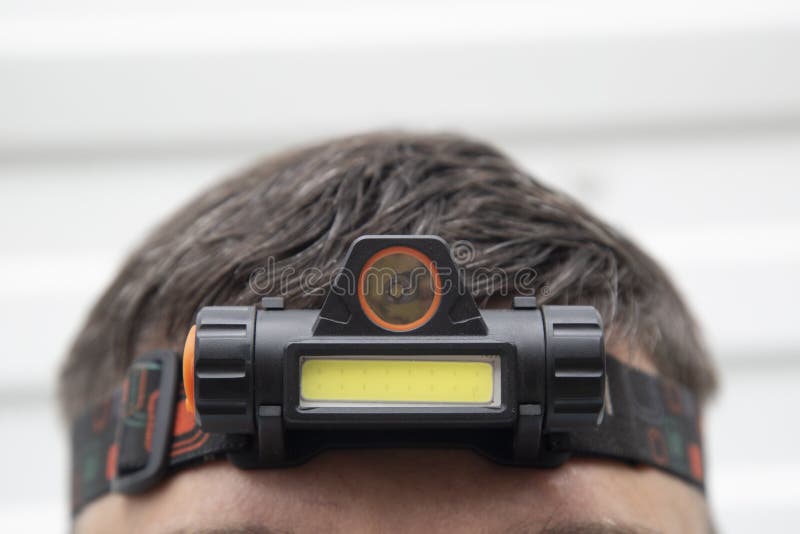 LED Flashlight for Wearing on the Head. the Lighting Device is Self ...
