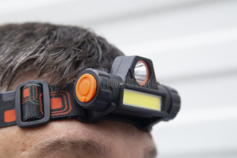 LED Flashlight for Wearing on the Head. the Lighting Device is Self ...