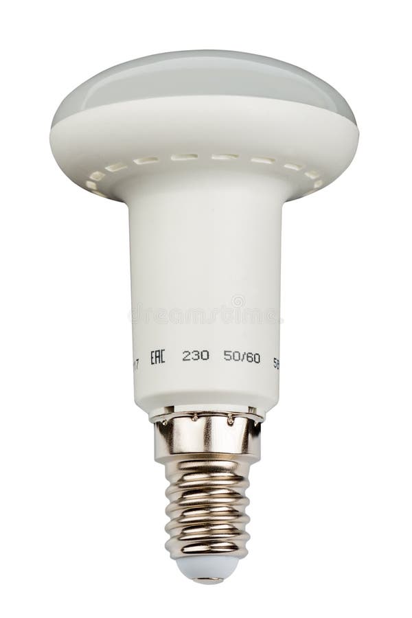 LED Flat Light Bulb Isolated on White Stock Photo - Image of innovation ...