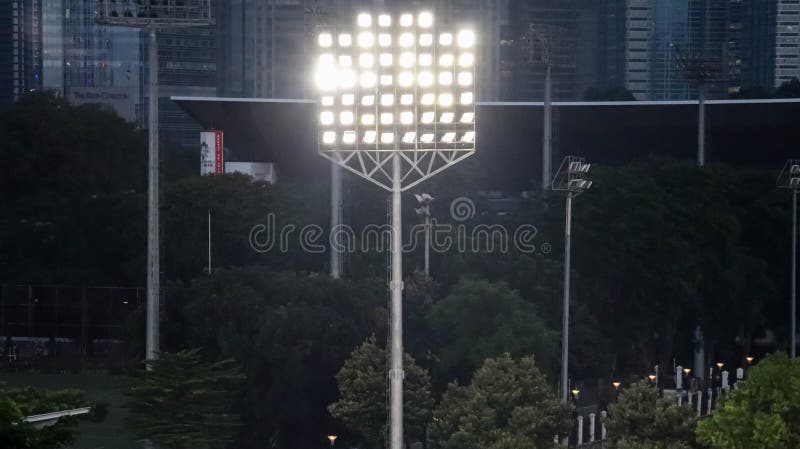 LED Flooding Light or Standing Sports Stadium Light at Night Stock ...