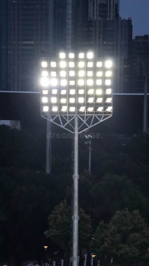 LED Flooding Light or Standing Sports Stadium Light at Night Stock ...