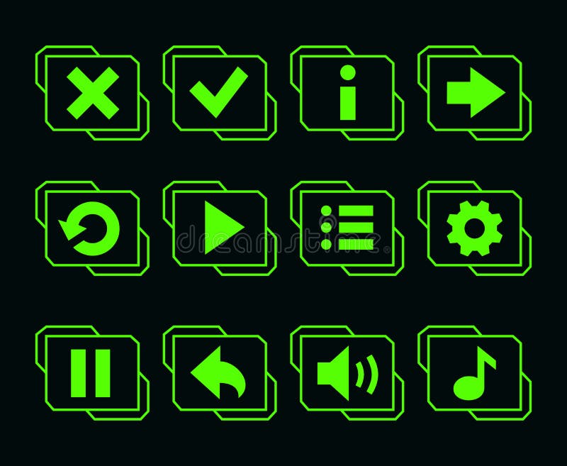 Green Game Level Select Icons Buttons Stock Vector - Illustration of ...