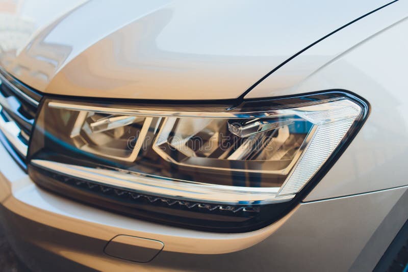 Led Headlight of Car, Image Close-up Part of Automobile. Stock Photo ...