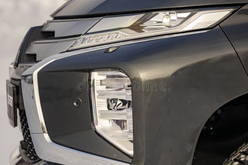 The LED Headlights and LED Fog Lights on the SUV are Gray Stock Image ...